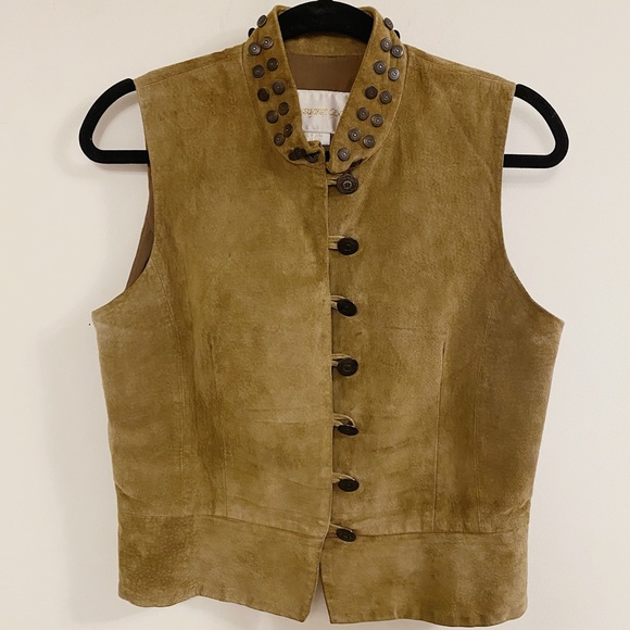 margaret godfrey | Jackets & Coats | Margaret Godfrey Tan Suede Studded ...